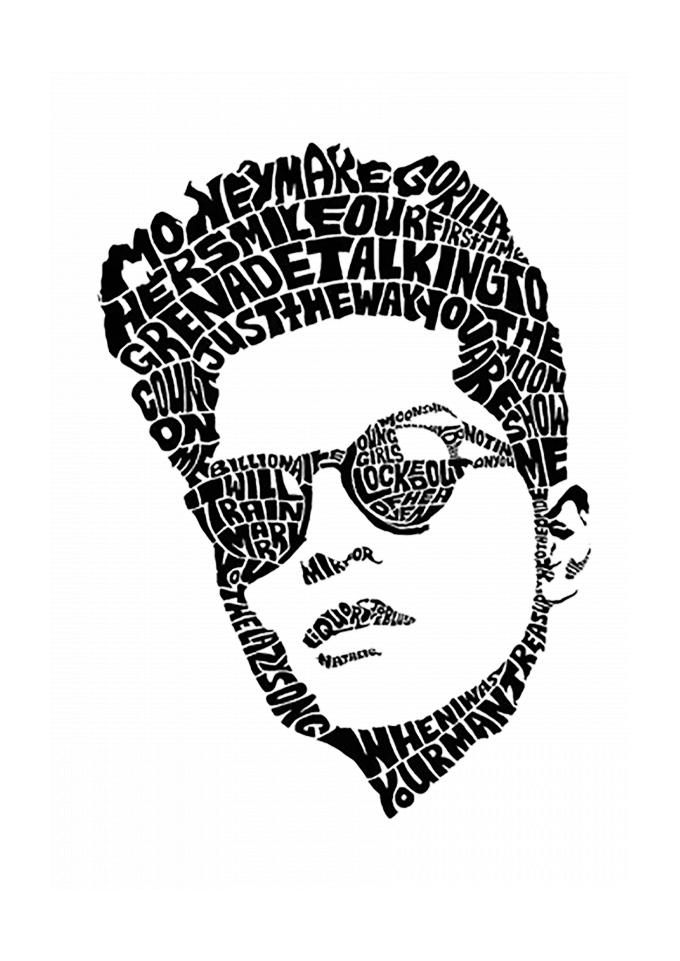 Baby Long Estonada Bruno Mars Typography R$64,15 em Dia Stamps