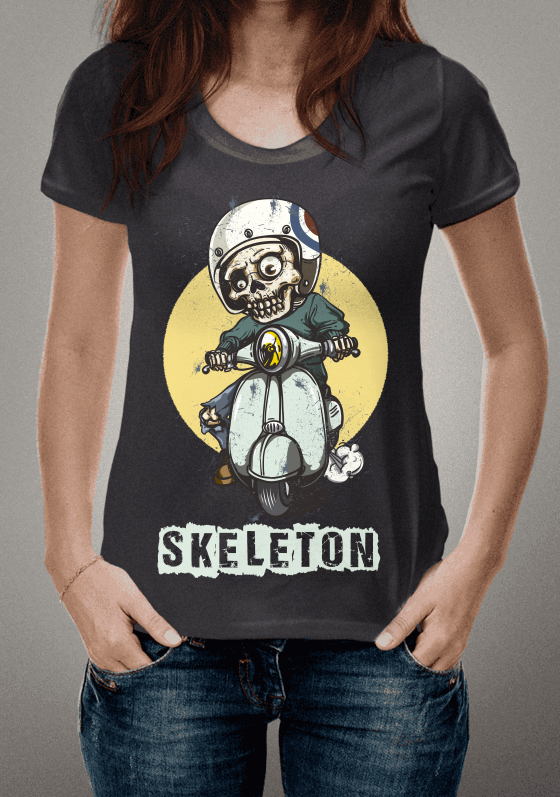 T-Shirt Estonada Skeleton em Osso Duro